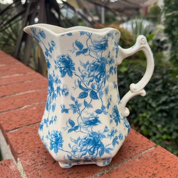 Dining | Vintage Pretty Blue And White Floral Pitcher | Poshmark
